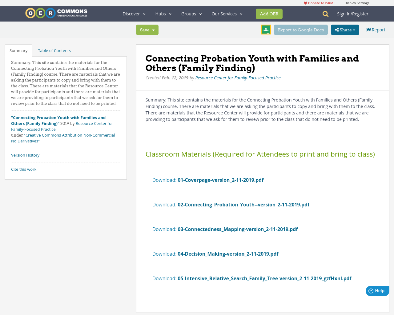 Connecting Probation Youth with Families and Others (Family Finding ...
