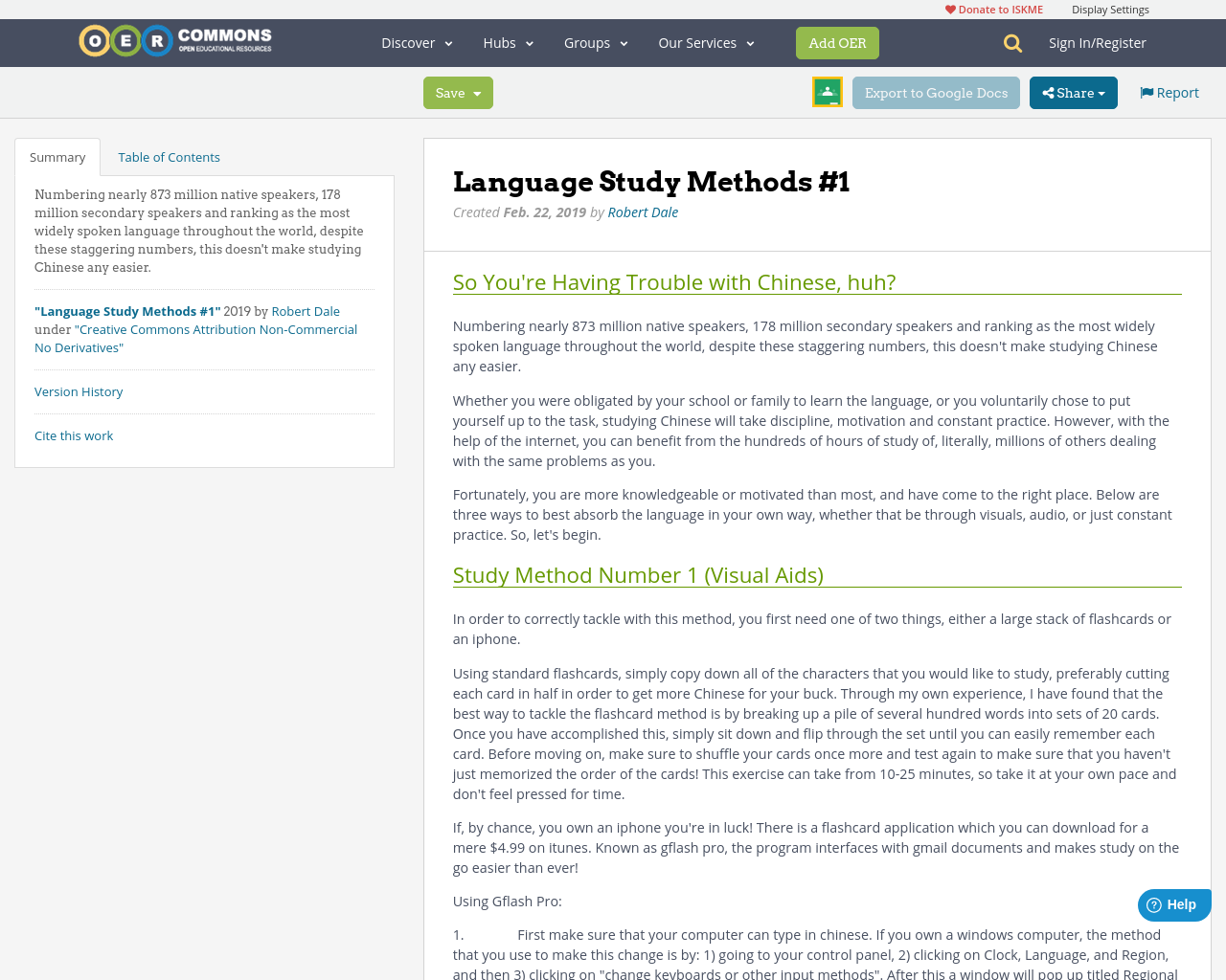Language Study Methods #1 | OER Commons