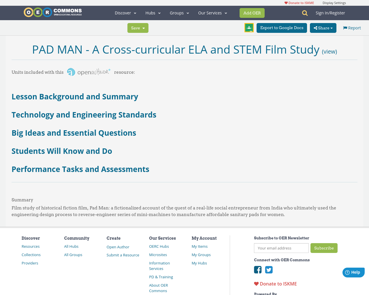 PAD MAN - A Cross-curricular ELA and STEM Film Study | OER Commons