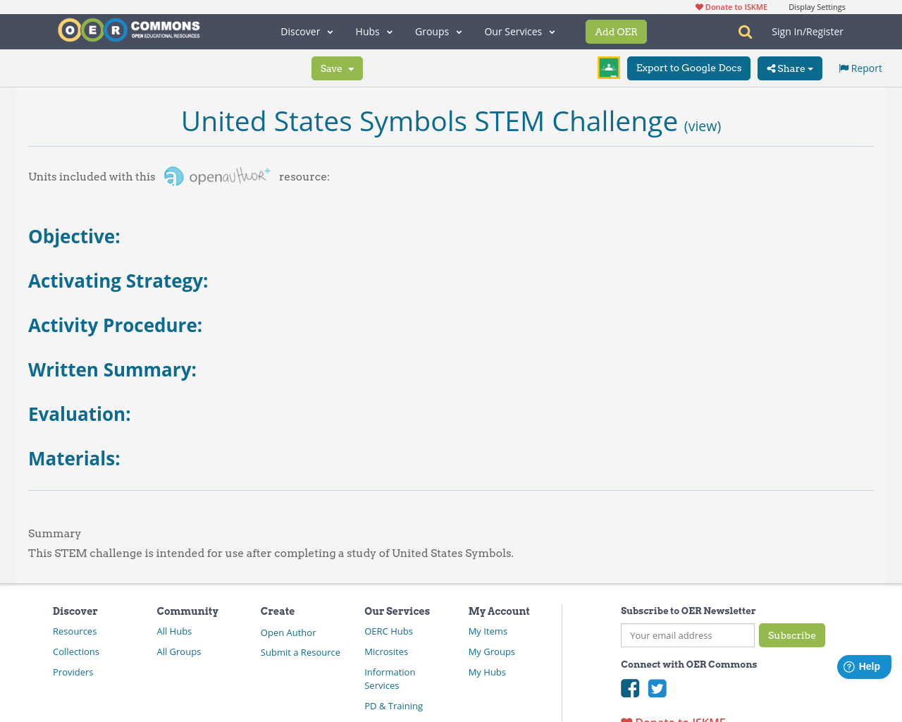United States Symbols STEM Challenge | OER Commons