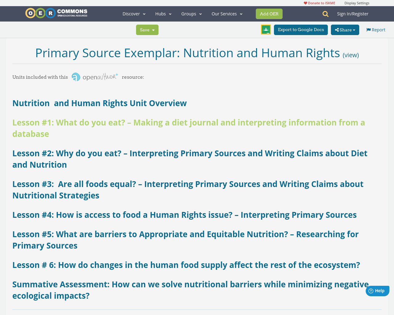 Primary Source Exemplar: Nutrition and Human Rights | OER Commons