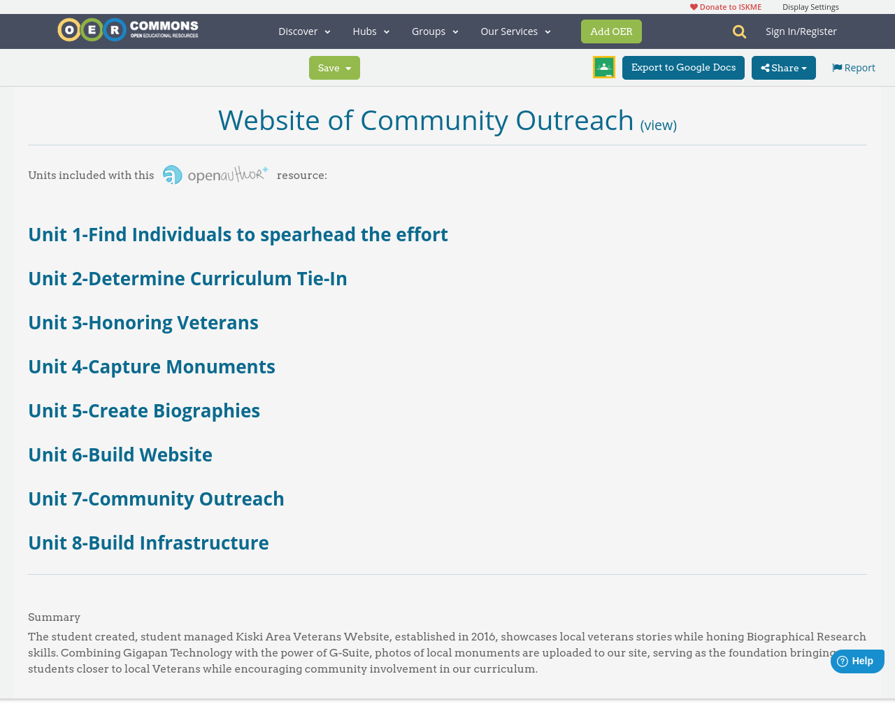 Website of Community Outreach | OER Commons