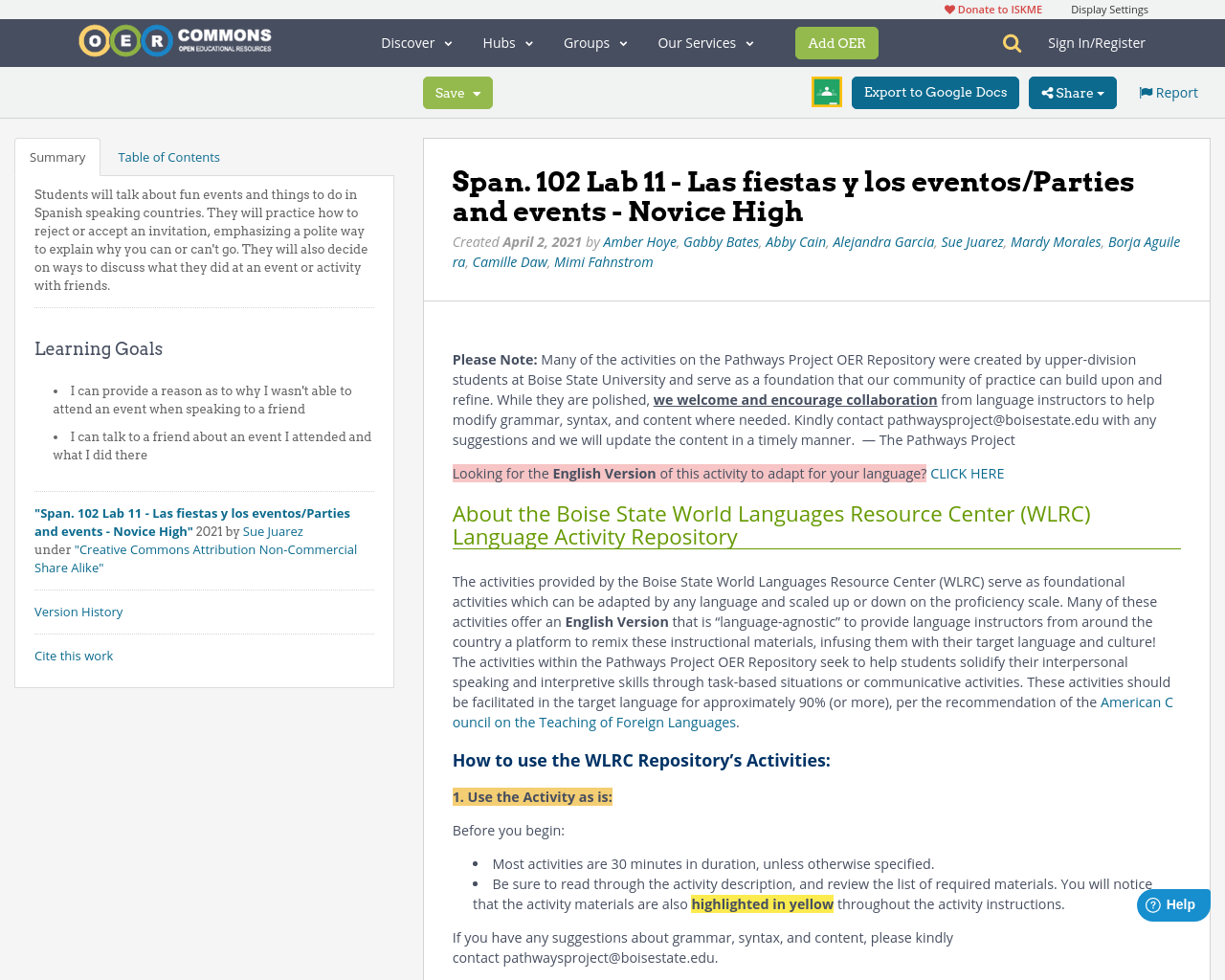 Spanish Level 2, Activity 11: Las fiestas y los eventos / Parties and ...
