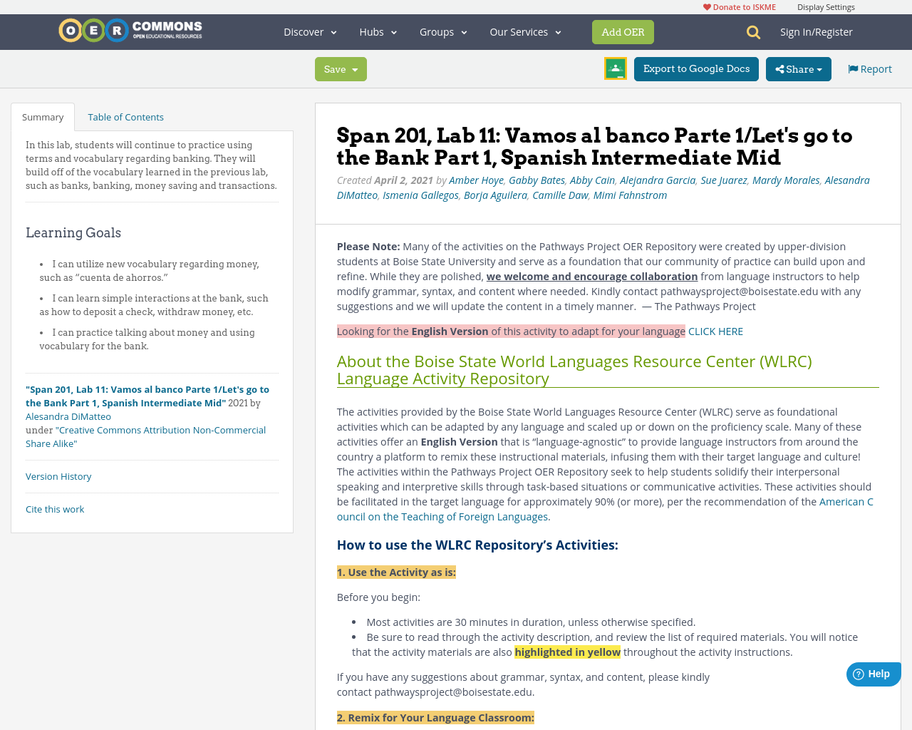 Spanish Level 3, Activity 11: Vamos al banco Parte 1 / Let’s go to the ...