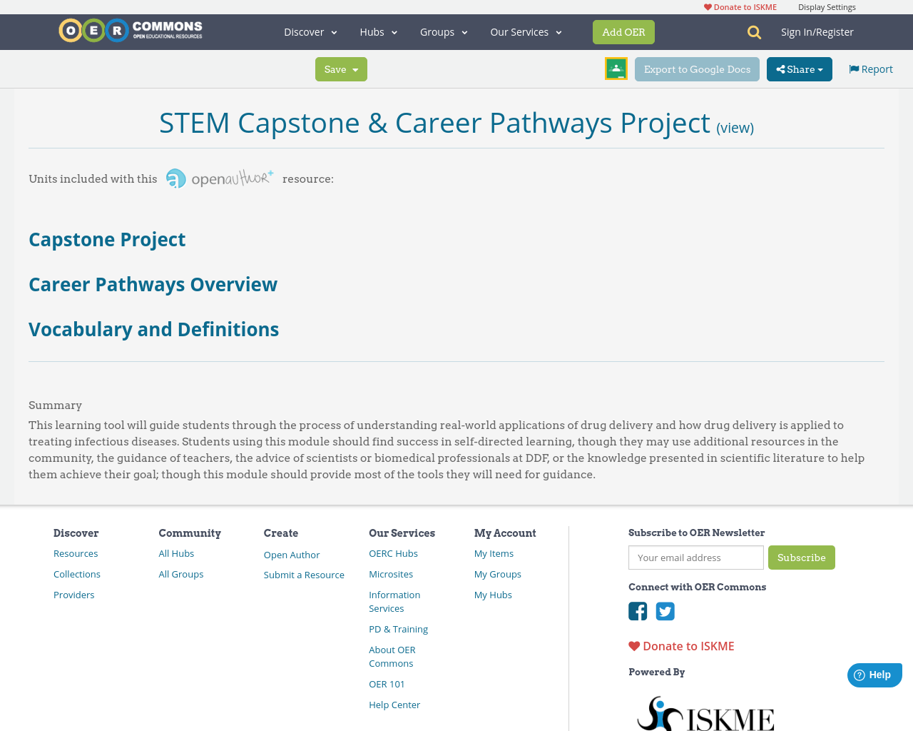 STEM Capstone & Career Pathways Project | OER Commons