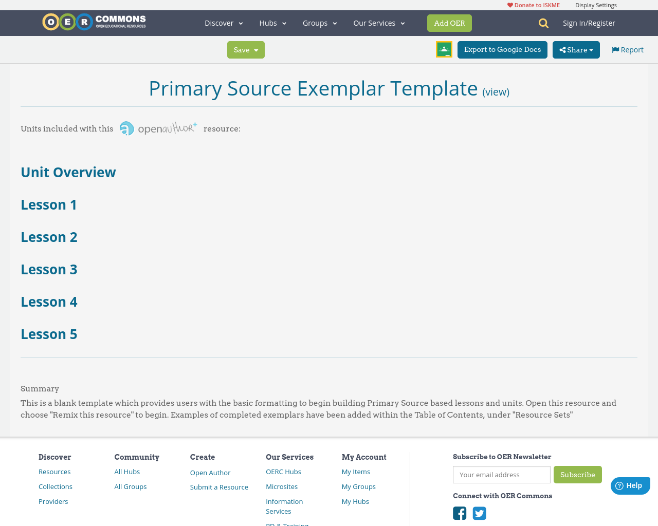 Primary Source Exemplar Template | OER Commons