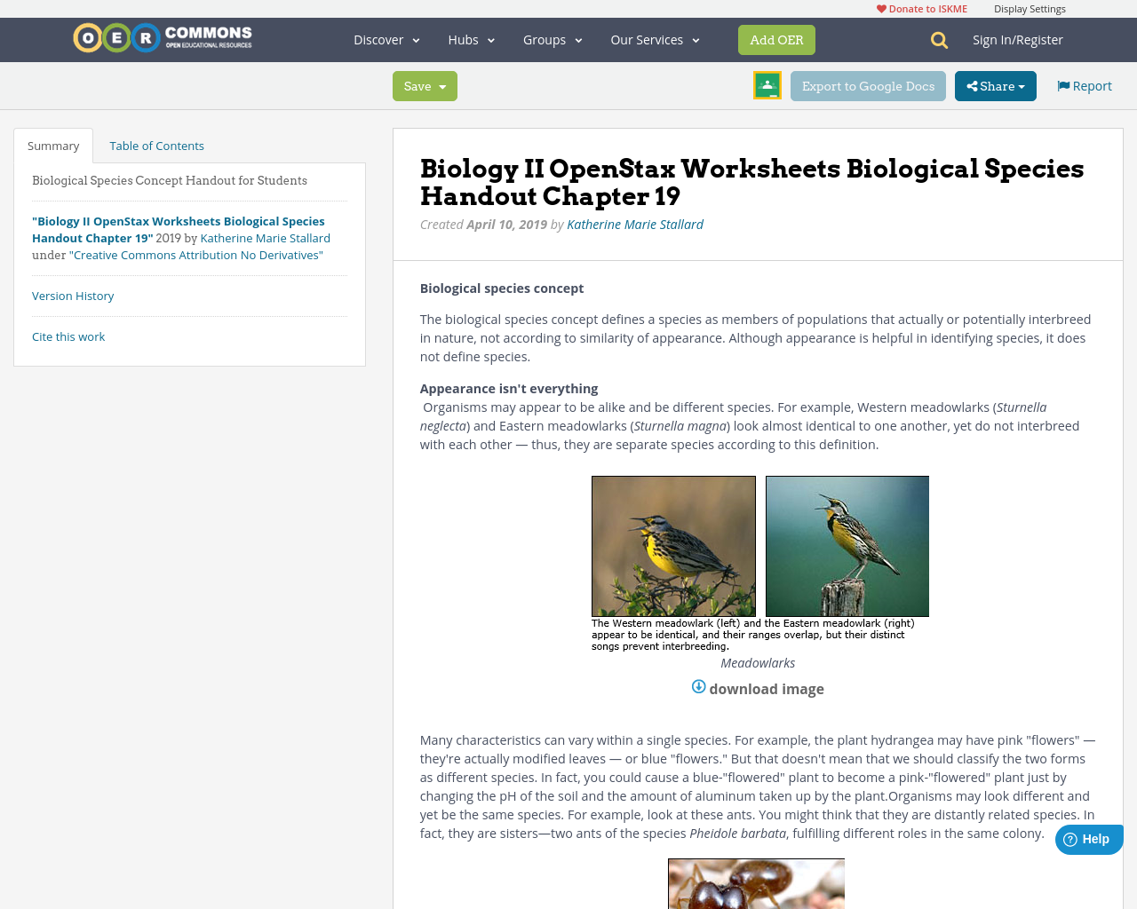 Biology II OpenStax Worksheets Biological Species Handout Chapter 19 ...