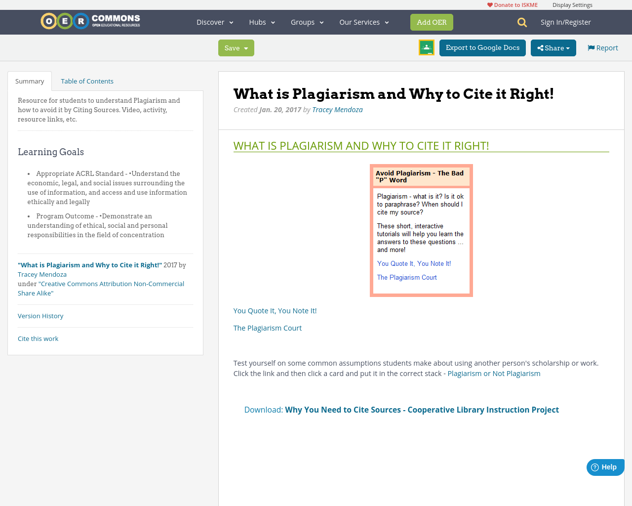 What is Plagiarism and Why to Cite it Right! | OER Commons