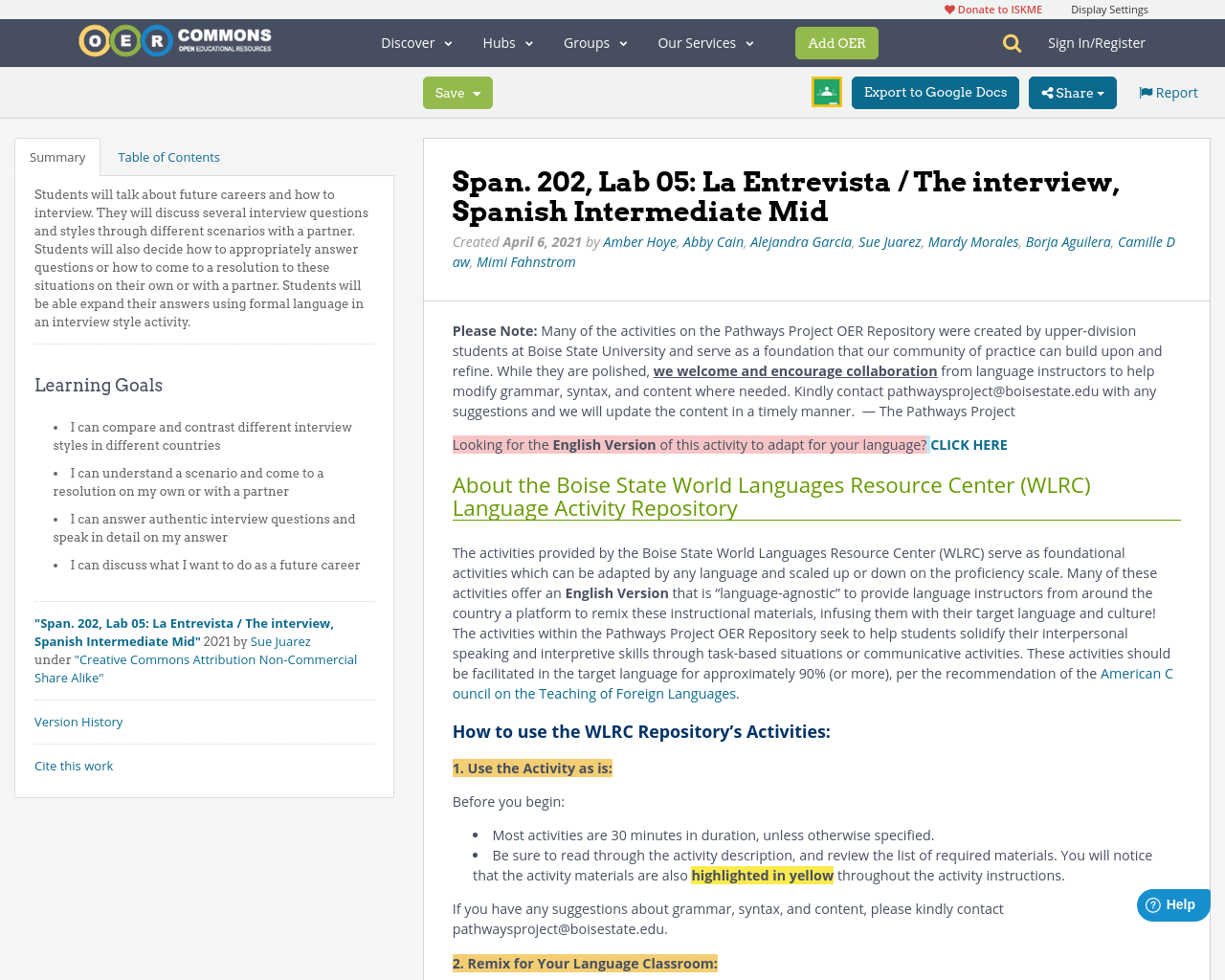Spanish Level 4, Activity 05: La Entrevista / The Interview (Face-to ...