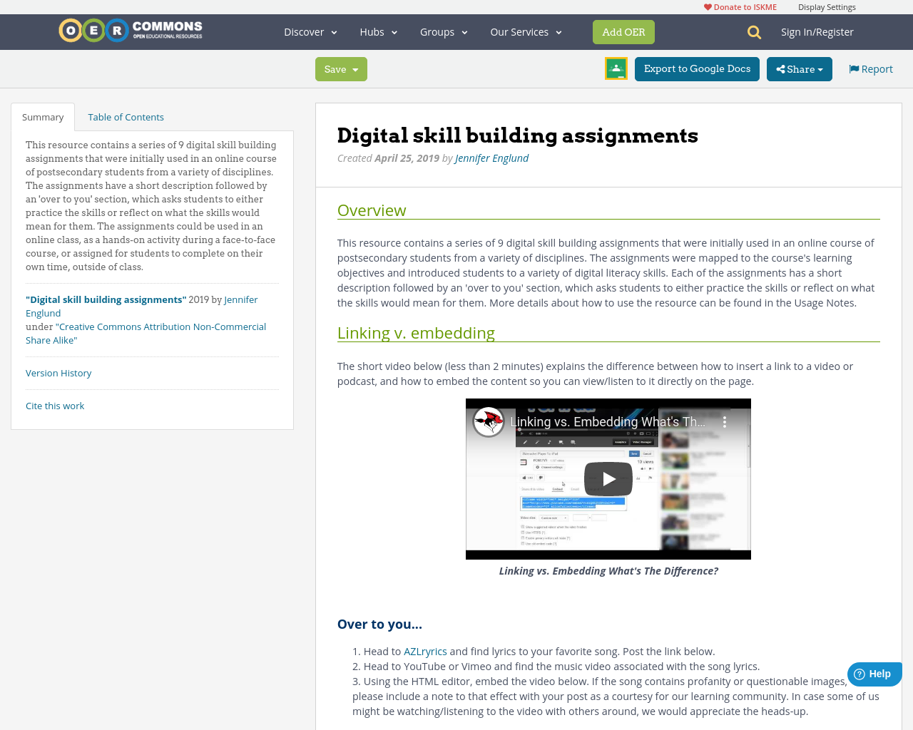 Digital skill building assignments | OER Commons