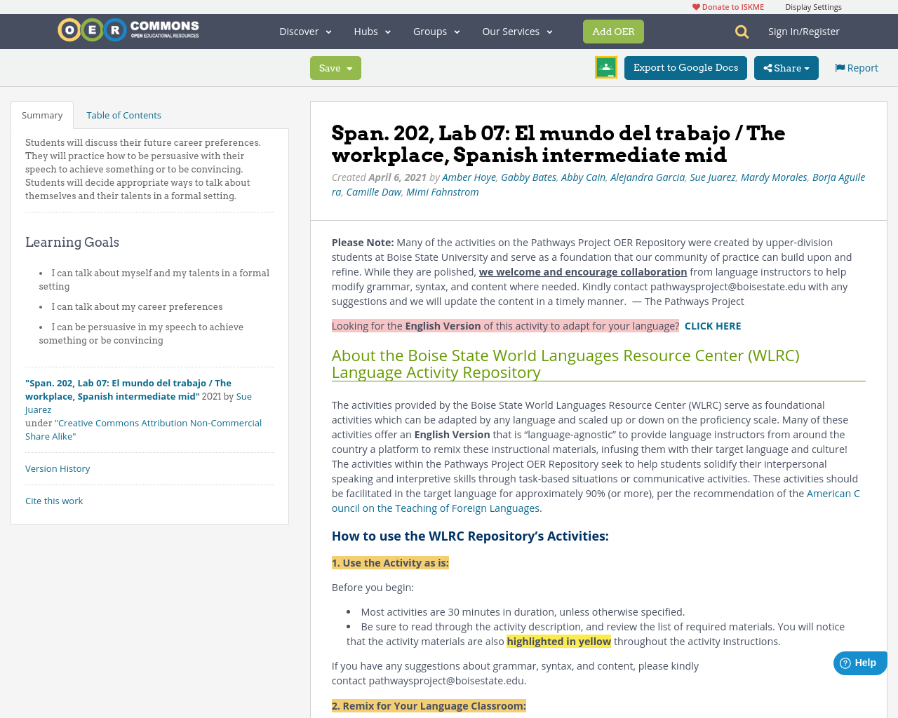 Spanish Level 4, Activity 07: El mundo del trabajo / The workplace ...