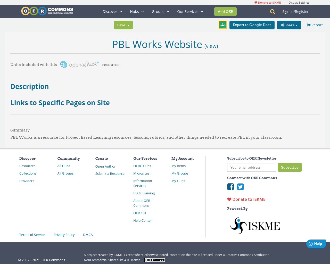 PBL Works Website | OER Commons