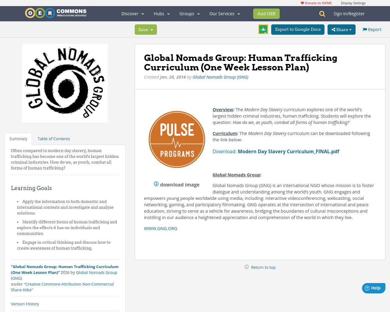 Global Nomads Group: Human Trafficking Curriculum (One Week Lesson Plan ...