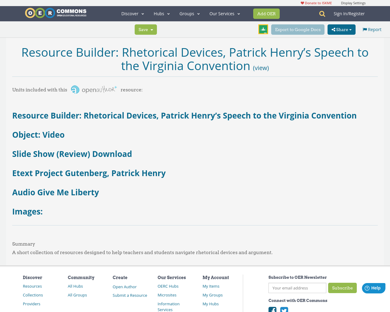 Resource Builder: Rhetorical Devices, Patrick Henry’s Speech to the ...