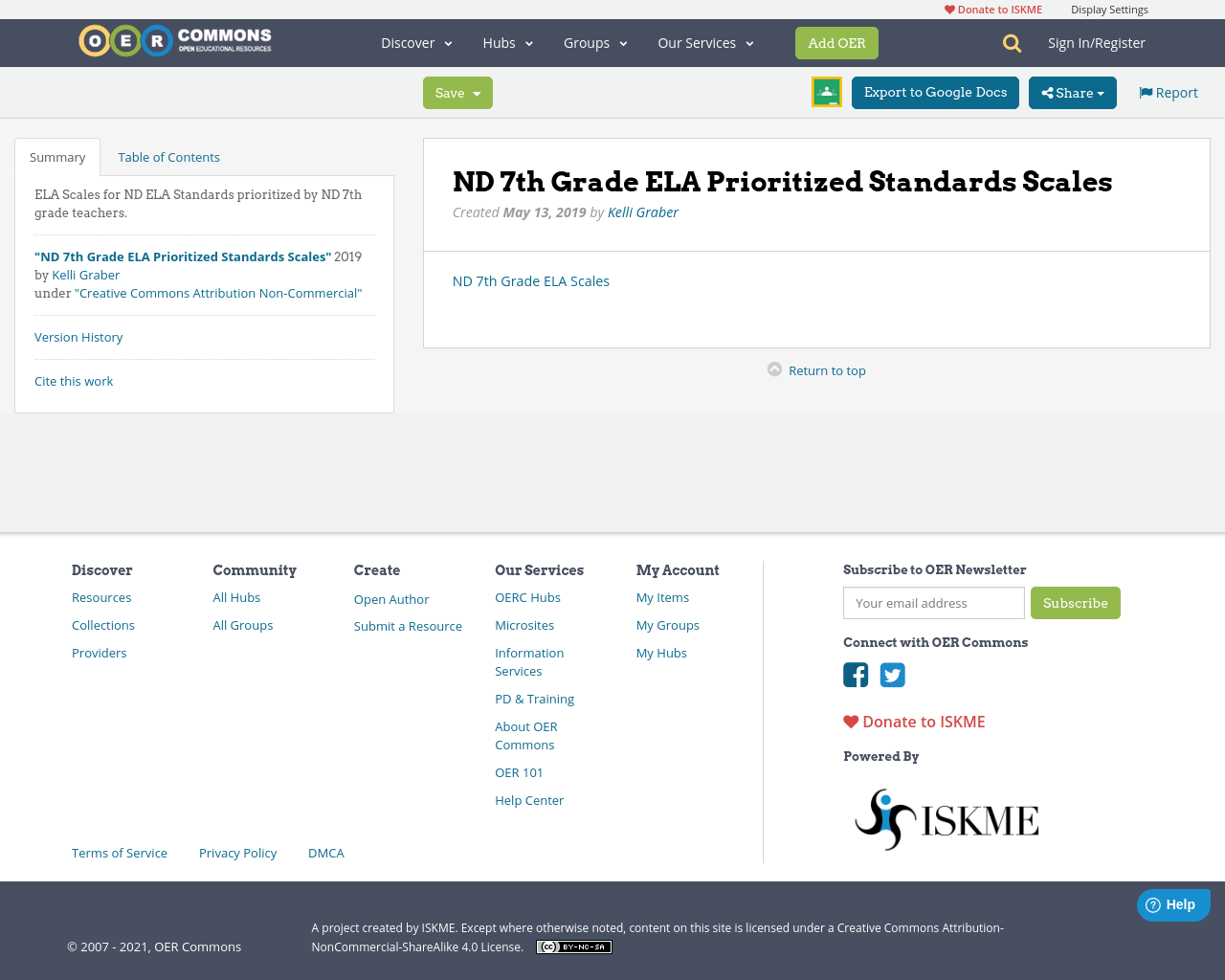ND 7th Grade ELA Prioritized Standards Scales OER Commons