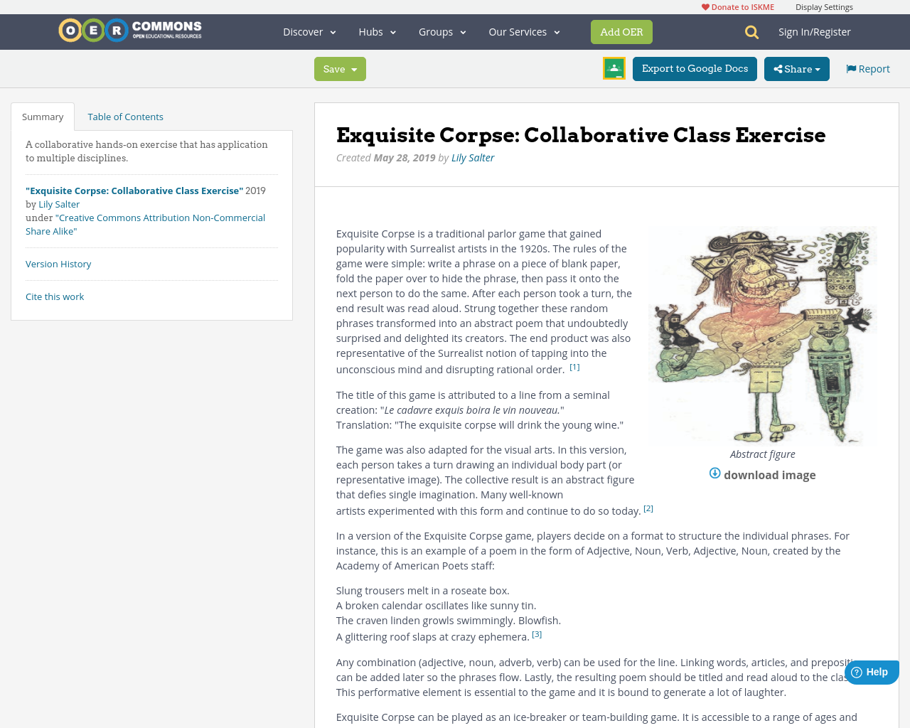 Exquisite Corpse: Collaborative Class Exercise | OER Commons