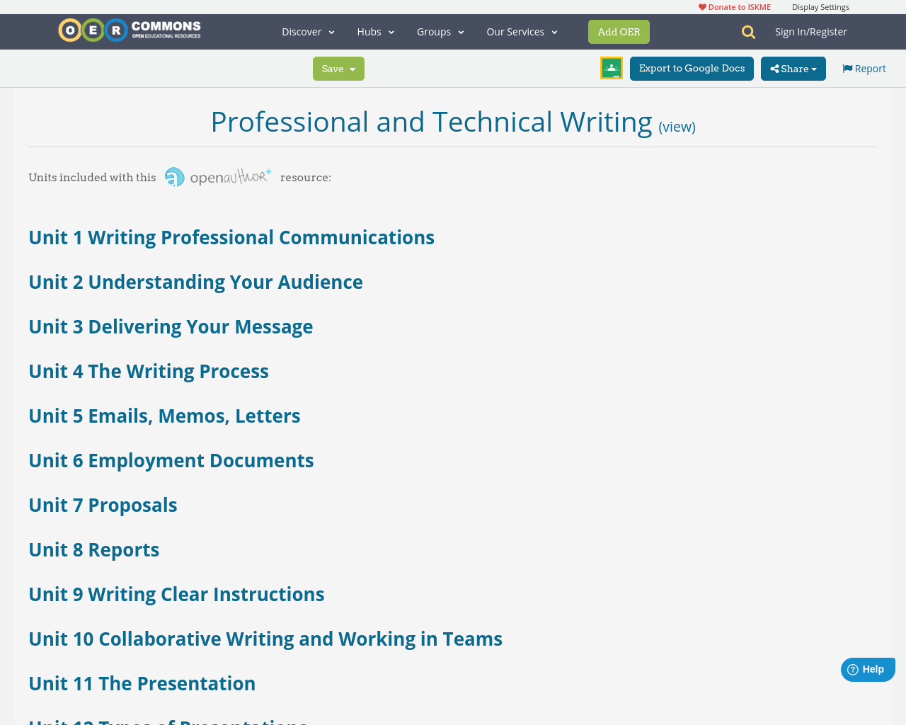 Professional and Technical Writing | OER Commons