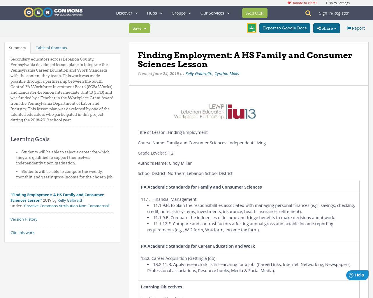 Finding Employment: A HS Family and Consumer Sciences Lesson | OER Commons