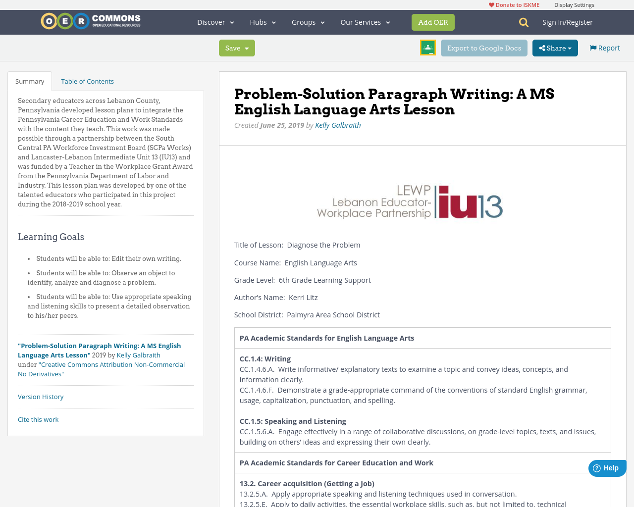 Problem-Solution Paragraph Writing: A MS English Language Arts Lesson | OER Commons