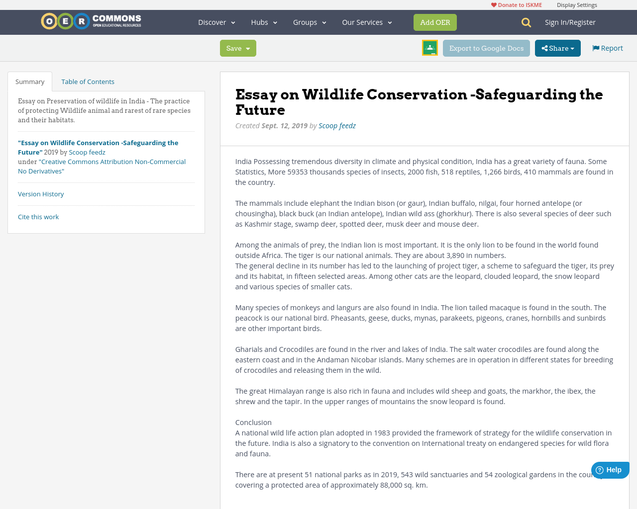 Essay on Wildlife Conservation -Safeguarding the Future | OER Commons