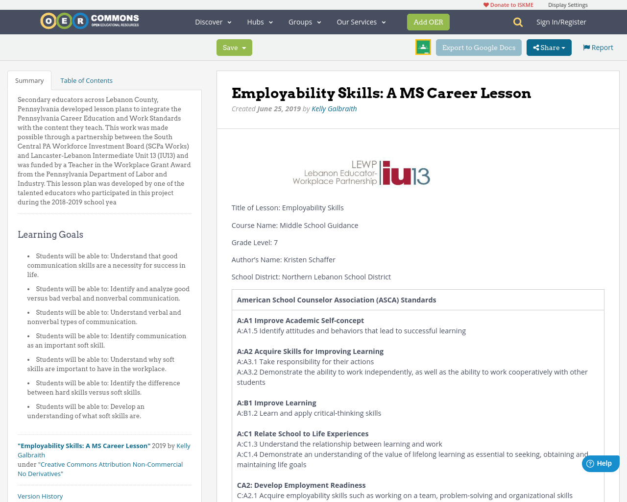 Employability Skills: A MS Career Lesson | OER Commons