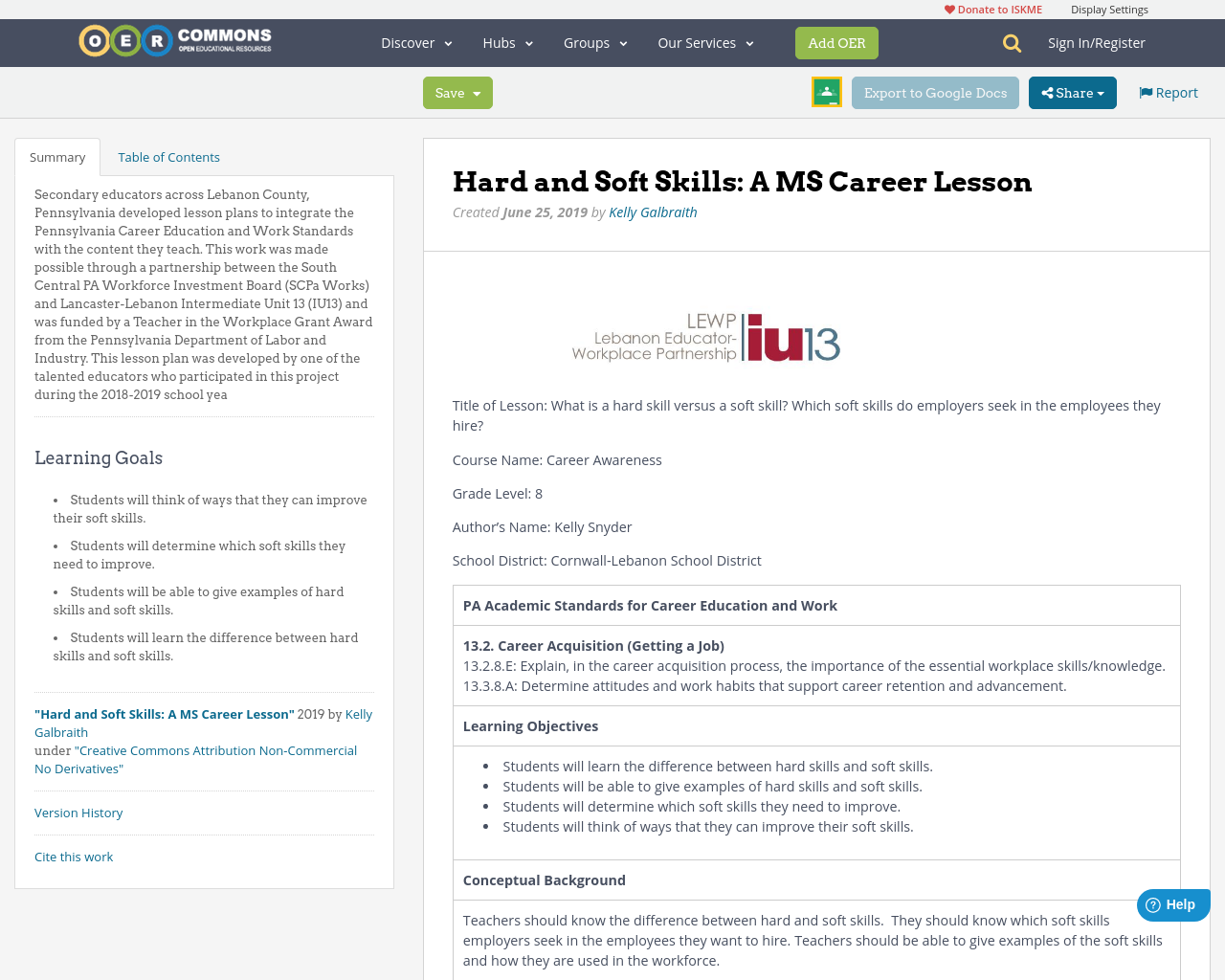 Hard and Soft Skills: A MS Career Lesson | OER Commons