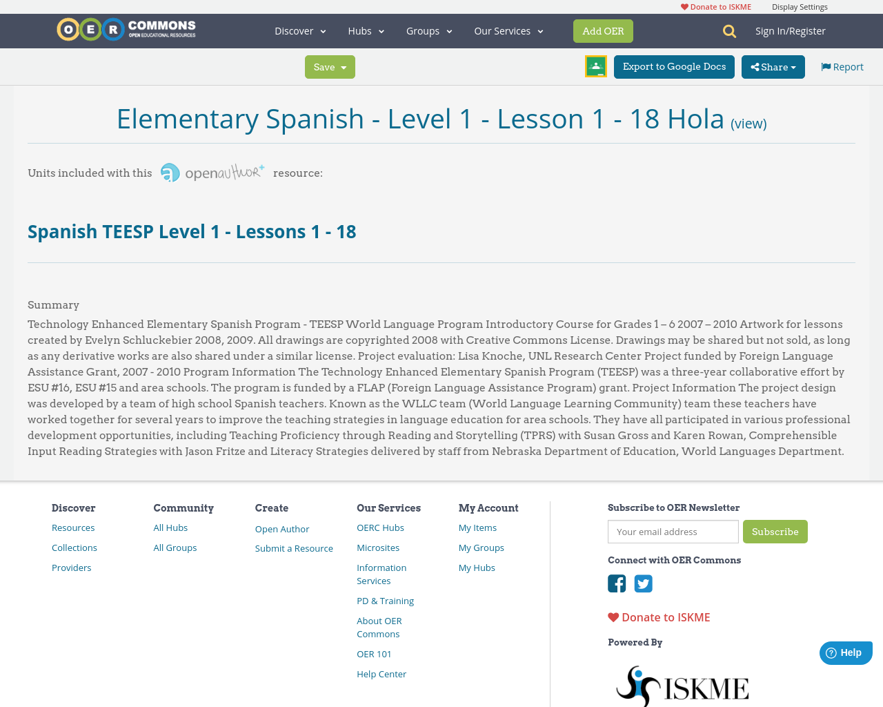 Elementary Spanish - Level 1 - Lesson 1 - 18 Hola | OER Commons