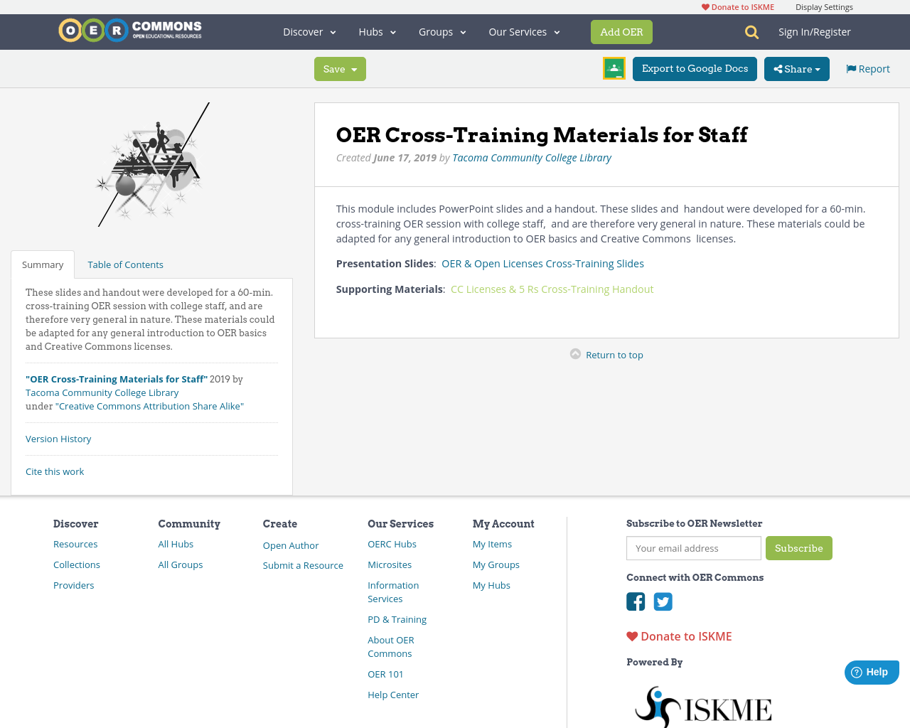 OER Cross-Training Materials for Staff | OER Commons