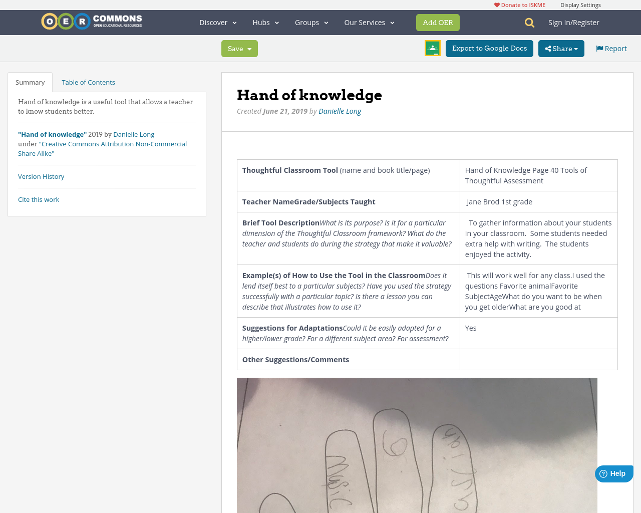 Hand of knowledge | OER Commons