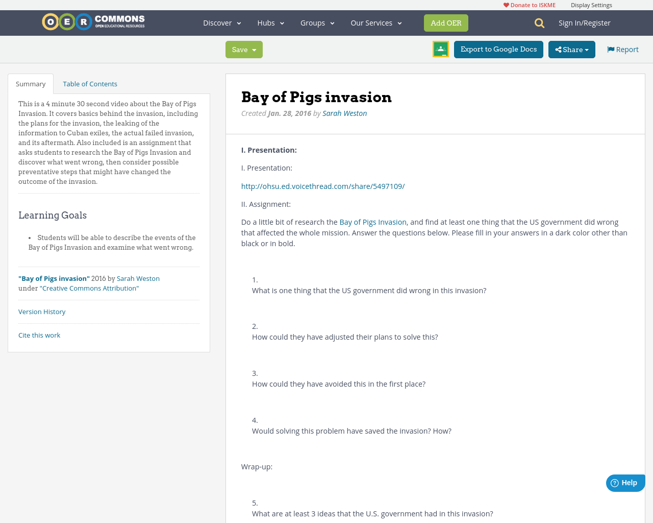 Bay of Pigs invasion | OER Commons