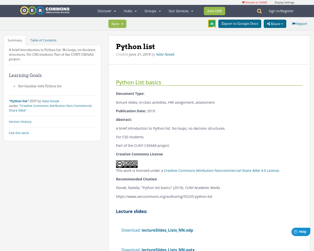 Python List Oer Commons