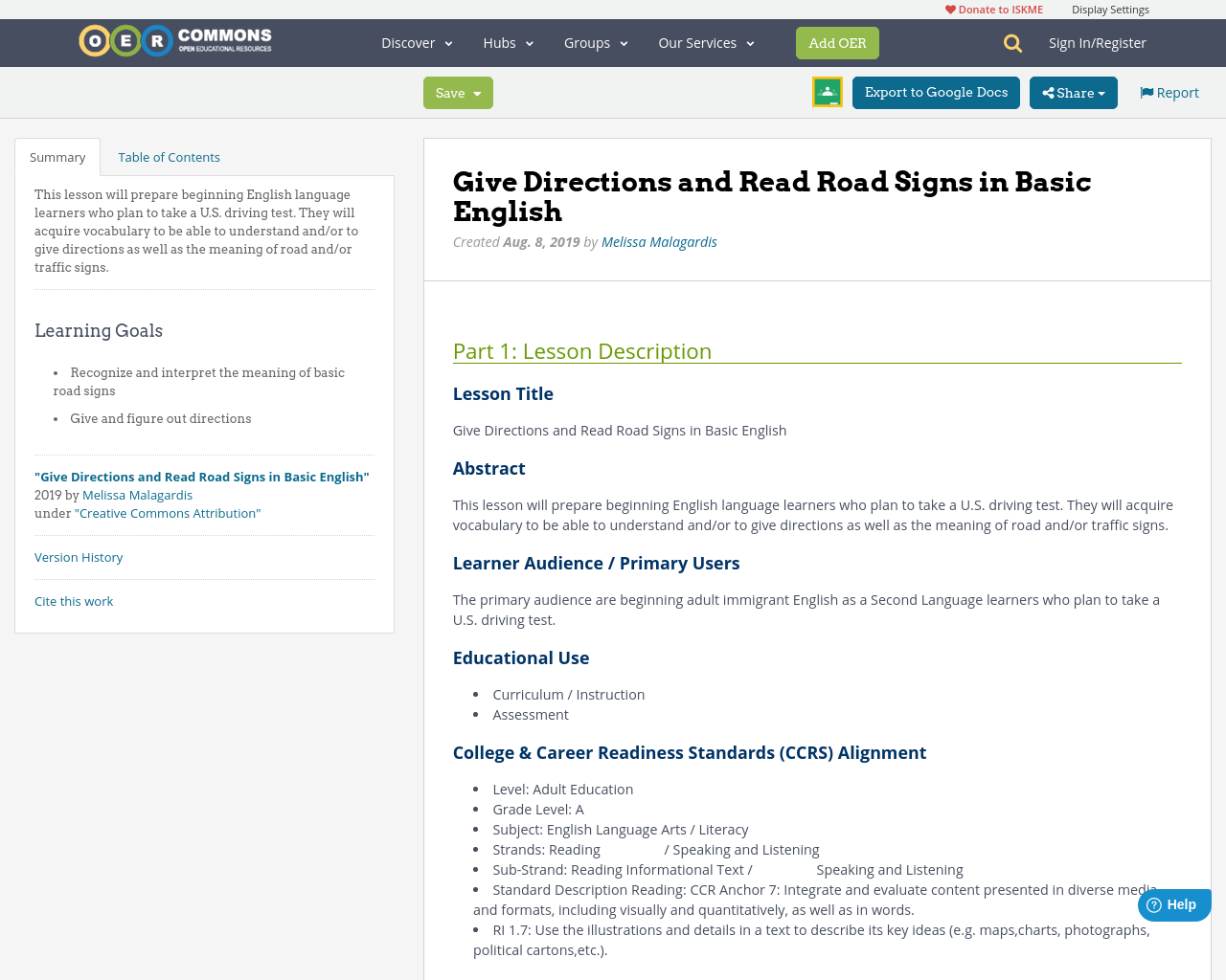 Give Directions and Read Road Signs in Basic English | OER Commons