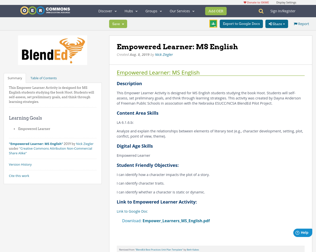 Empowered Learner: MS English | OER Commons