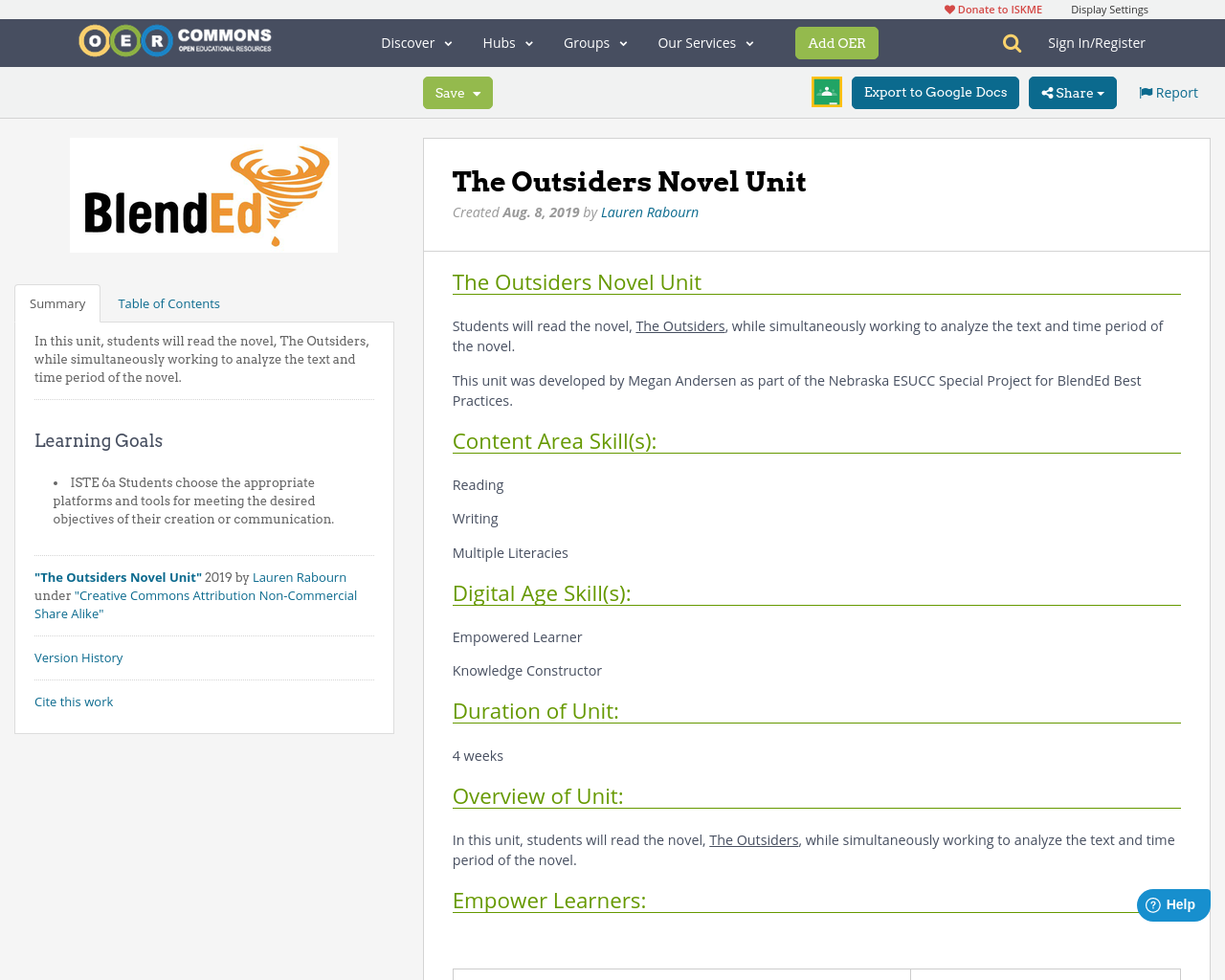 The Outsiders Novel Unit | OER Commons