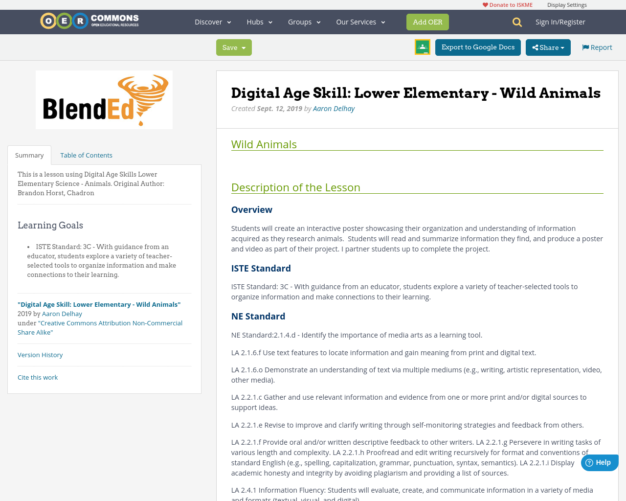 Digital Age Skill: Lower Elementary - Wild Animals | OER Commons