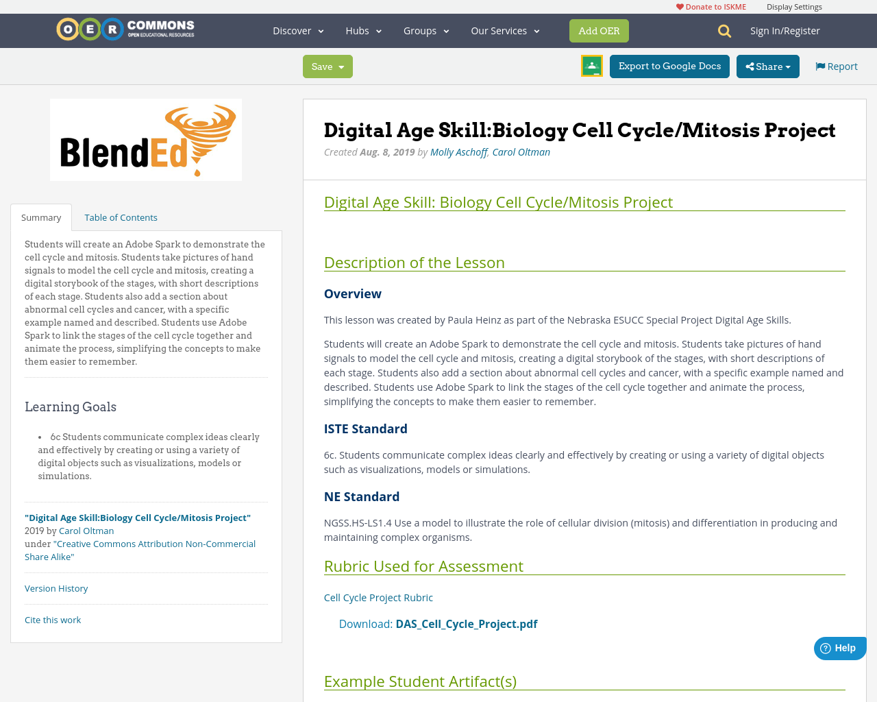 Digital Age Skill:Biology Cell Cycle/Mitosis Project | OER Commons