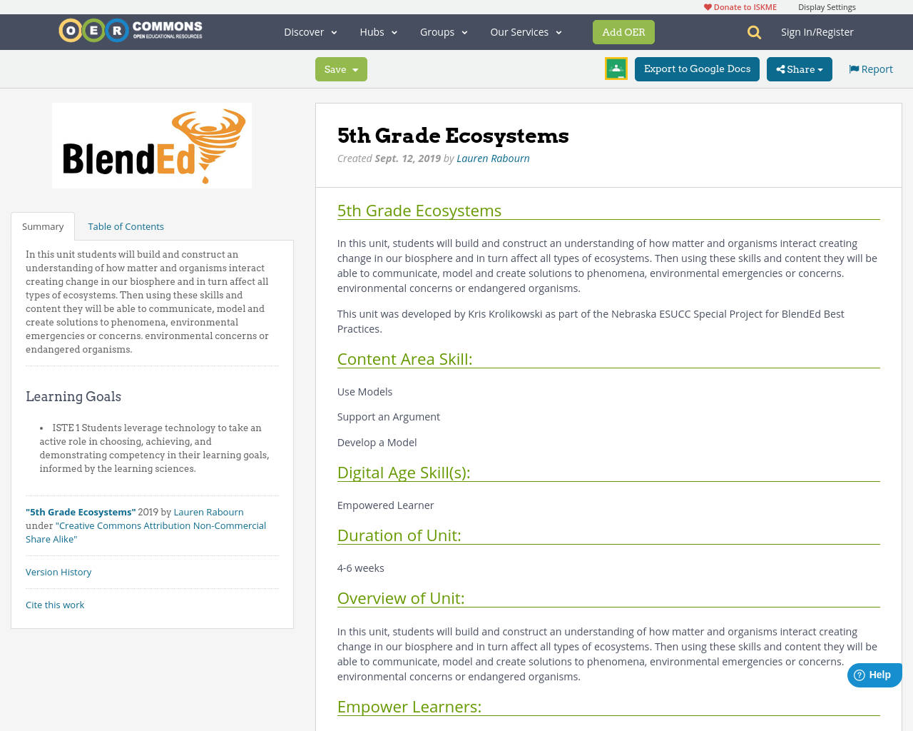 5th Grade Ecosystems | OER Commons