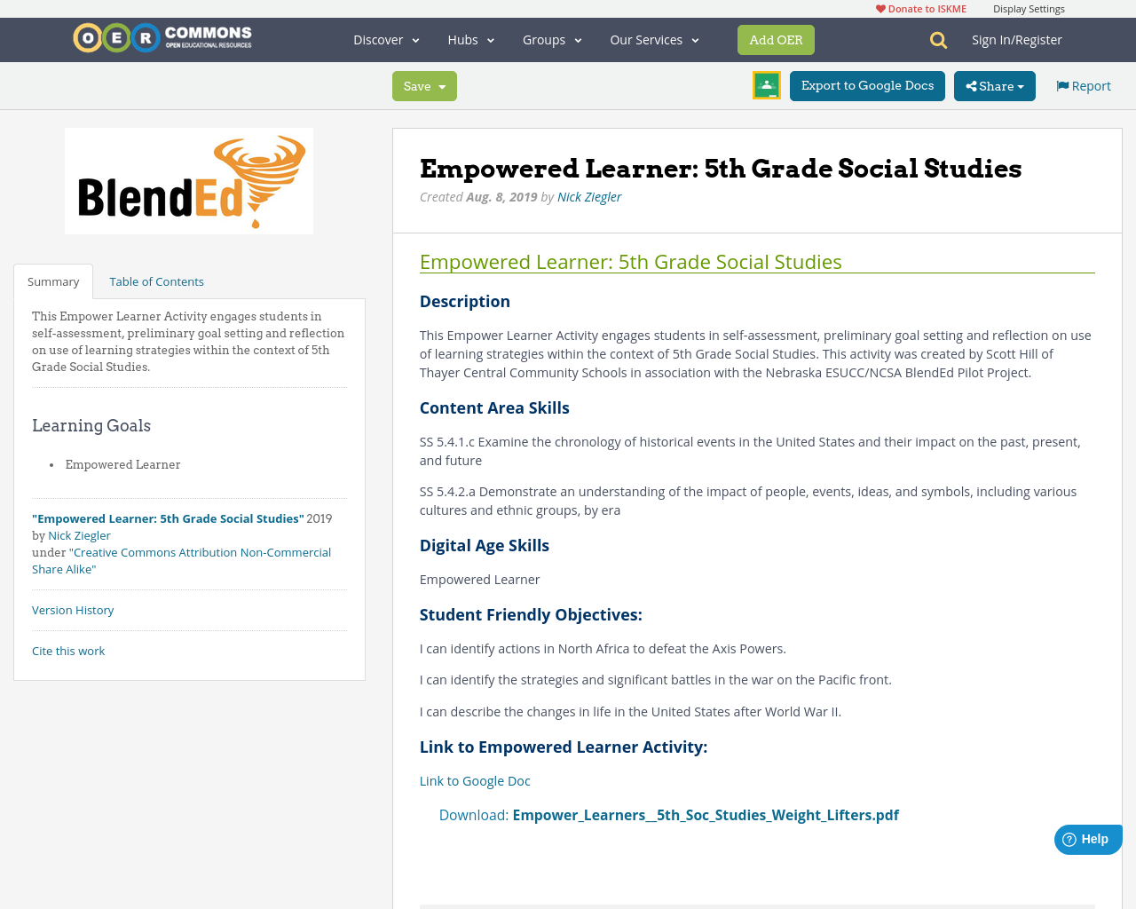 Empowered Learner: 5th Grade Social Studies | OER Commons