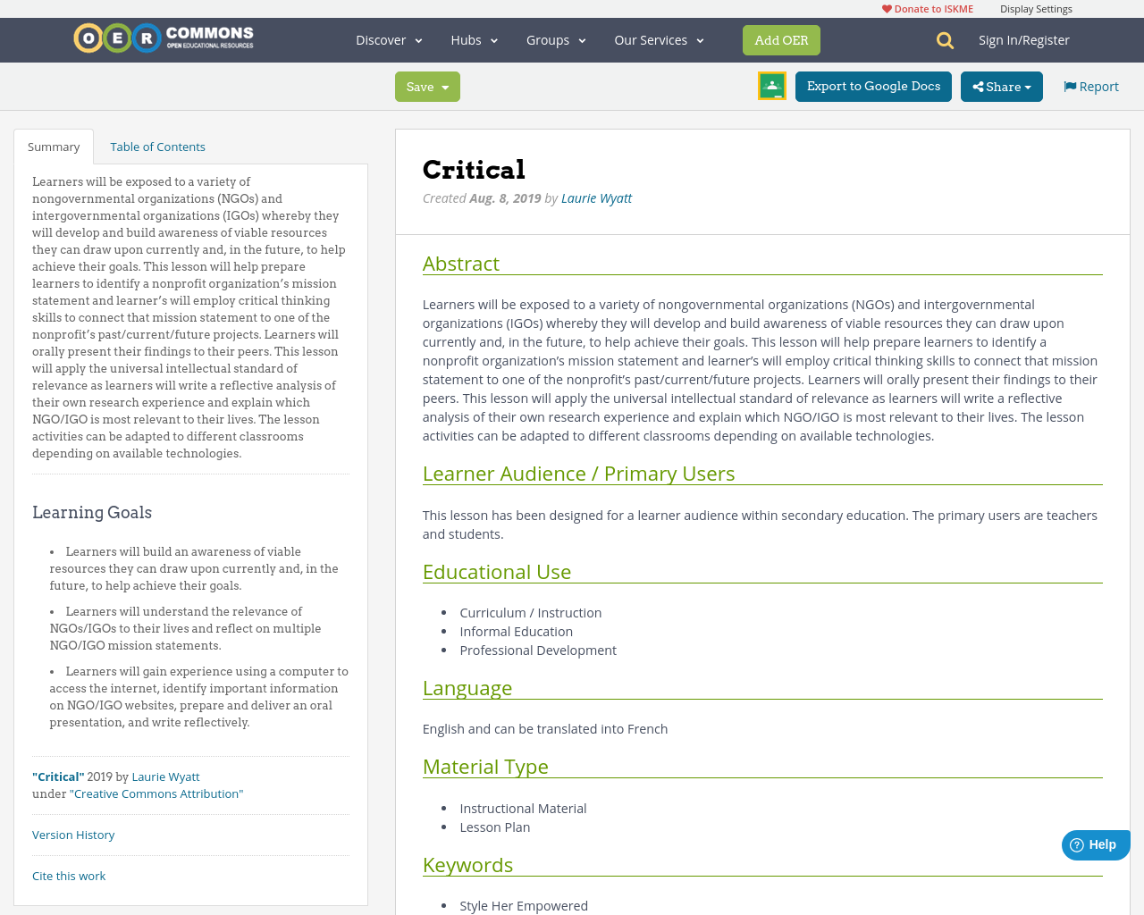 Critical | OER Commons