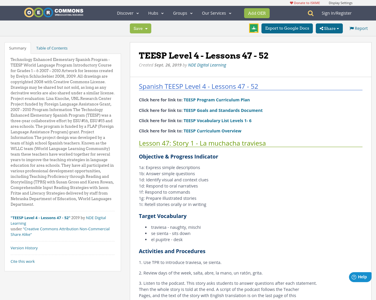 TEESP Level 4 - Lessons 47 - 52 | OER Commons