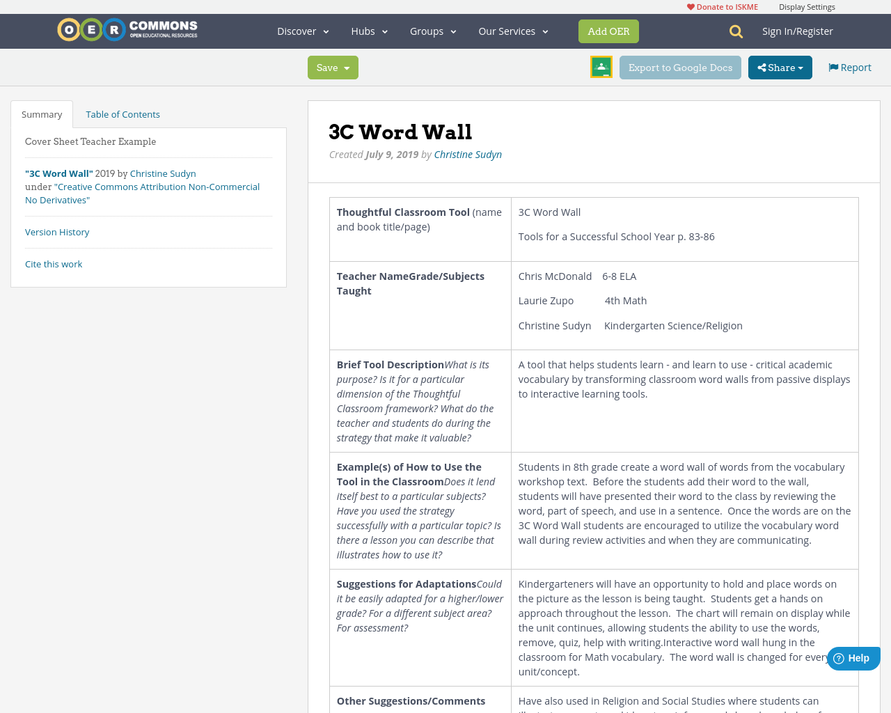 3C Word Wall | OER Commons