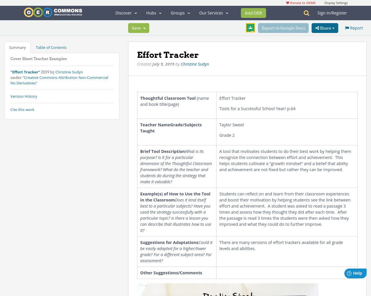 Effort Tracker | OER Commons
