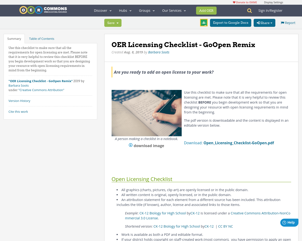 OER Licensing Checklist - GoOpen Remix | OER Commons