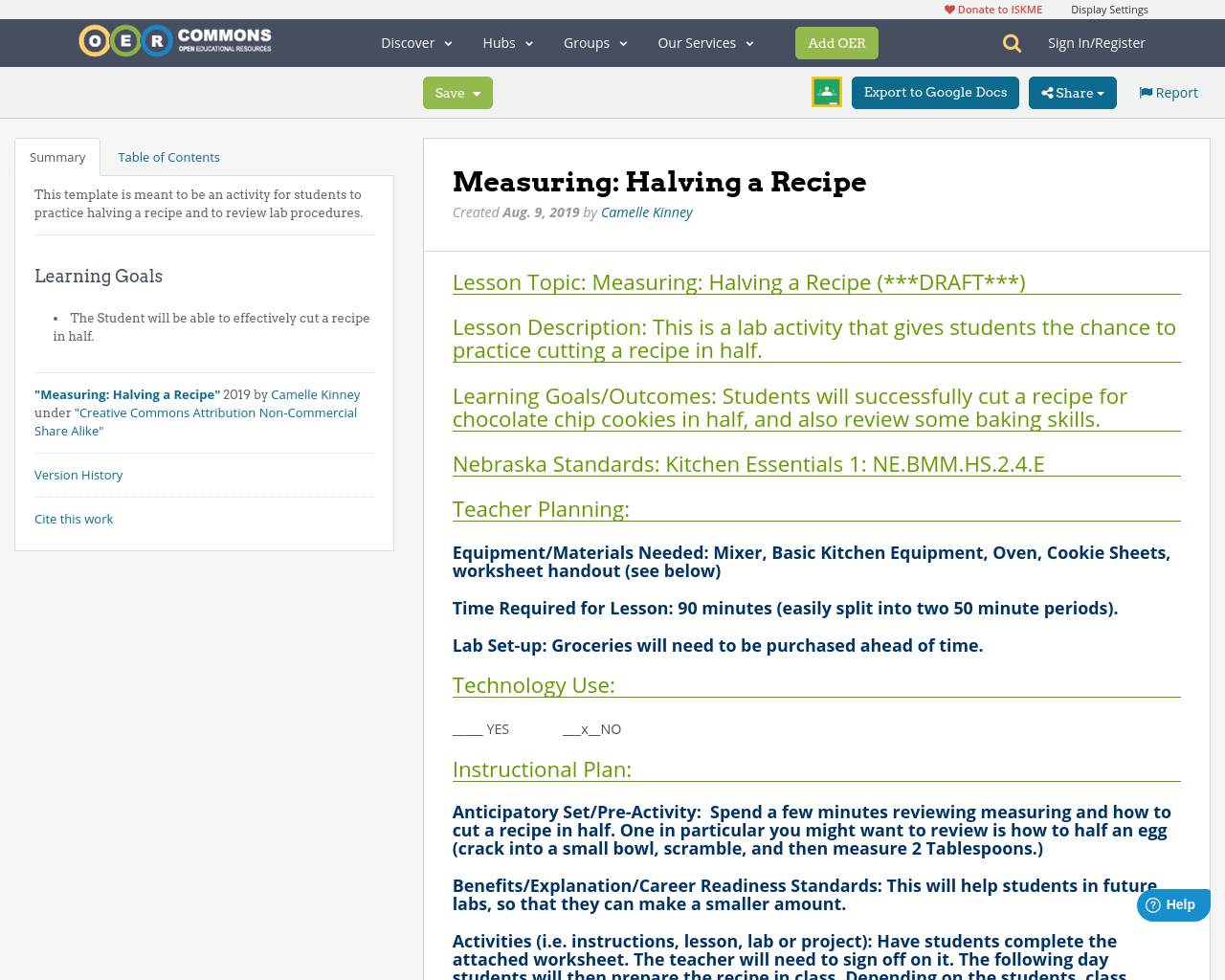 Measuring: Halving a Recipe | OER Commons
