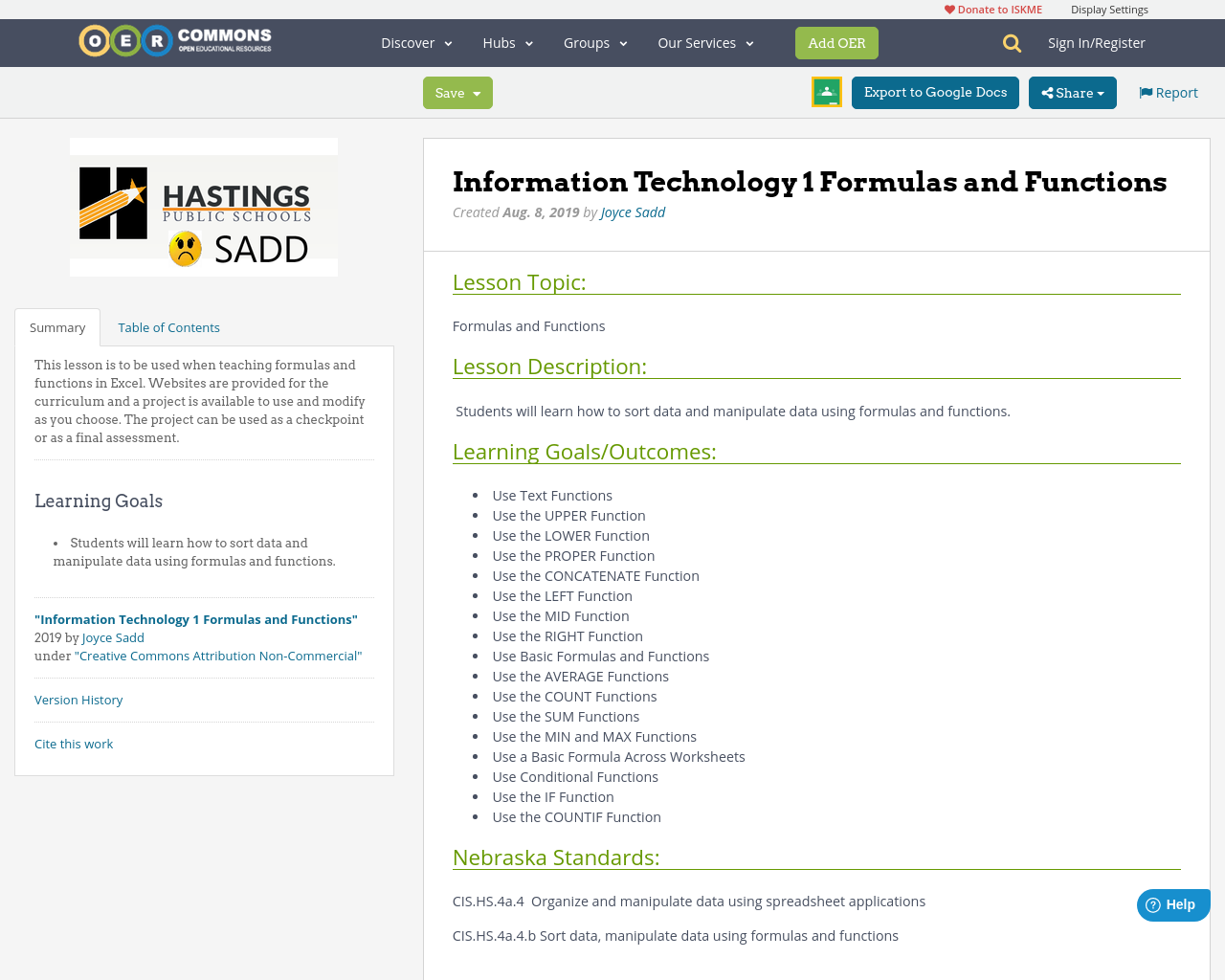 Information Technology 1 Formulas and Functions | OER Commons
