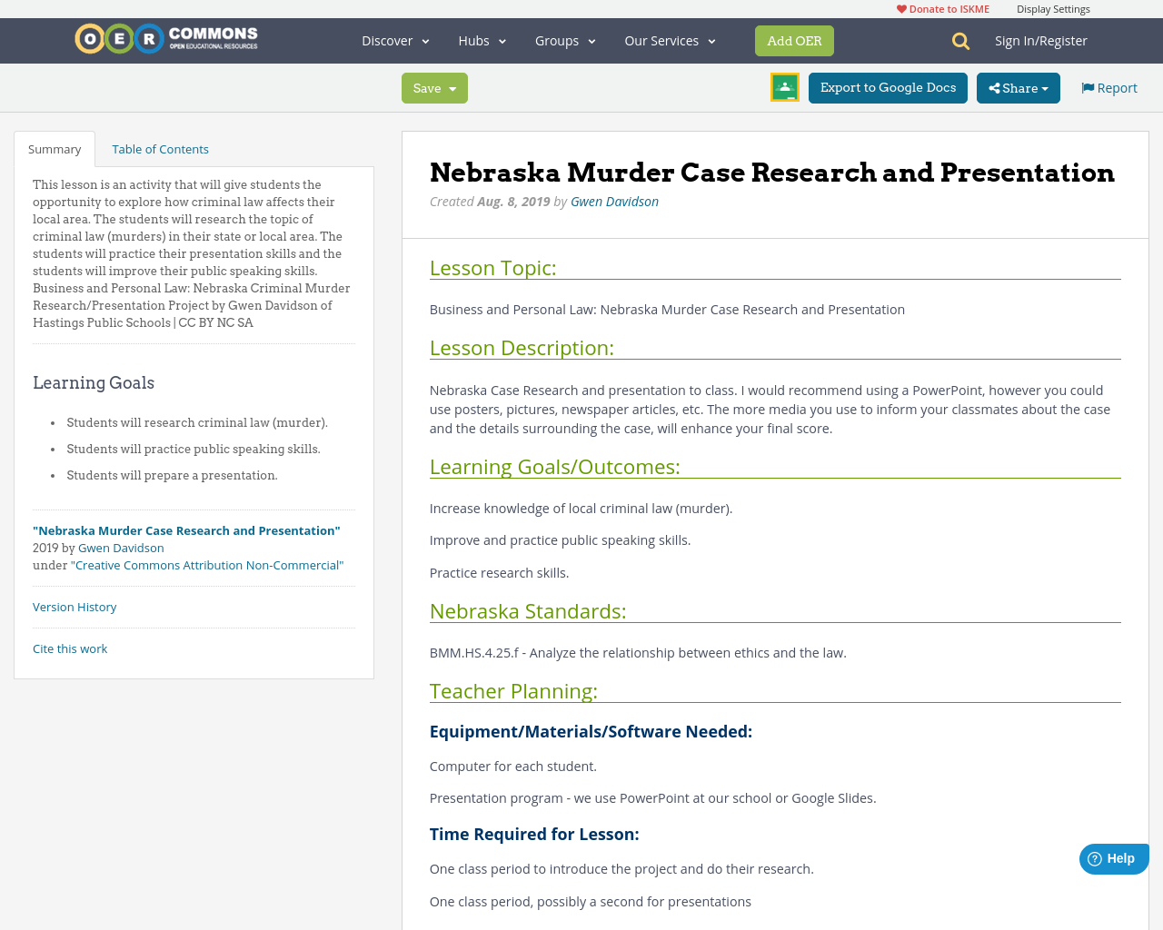 Nebraska Murder Case Research and Presentation | OER Commons