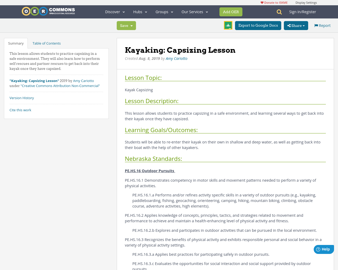 Kayaking: Capsizing Lesson | OER Commons