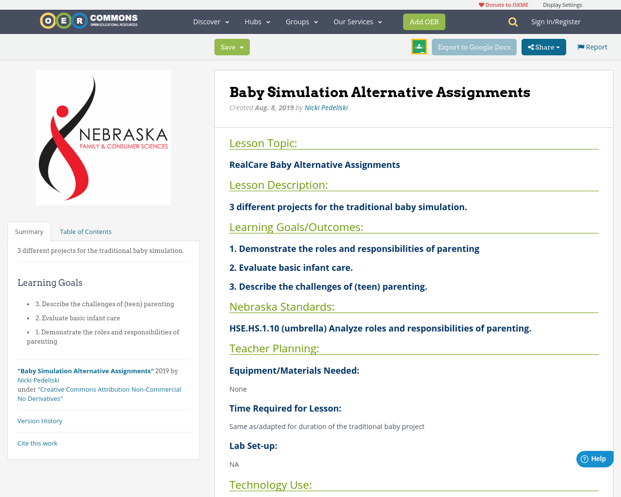 Baby Simulation Alternative Assignments | OER Commons