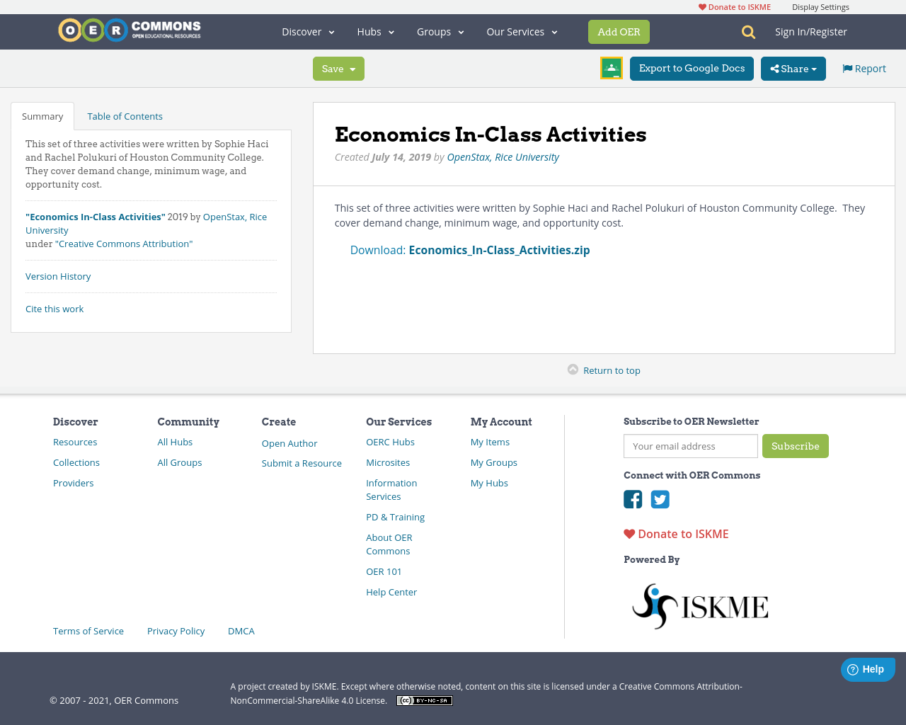 Economics In-Class Activities | OER Commons