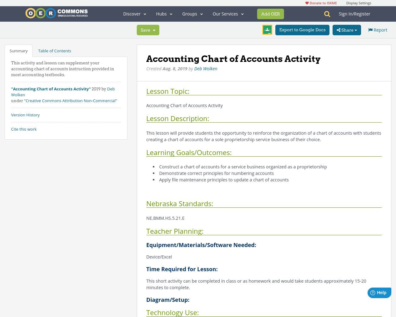 Accounting Chart Of Accounts Activity Oer Commons